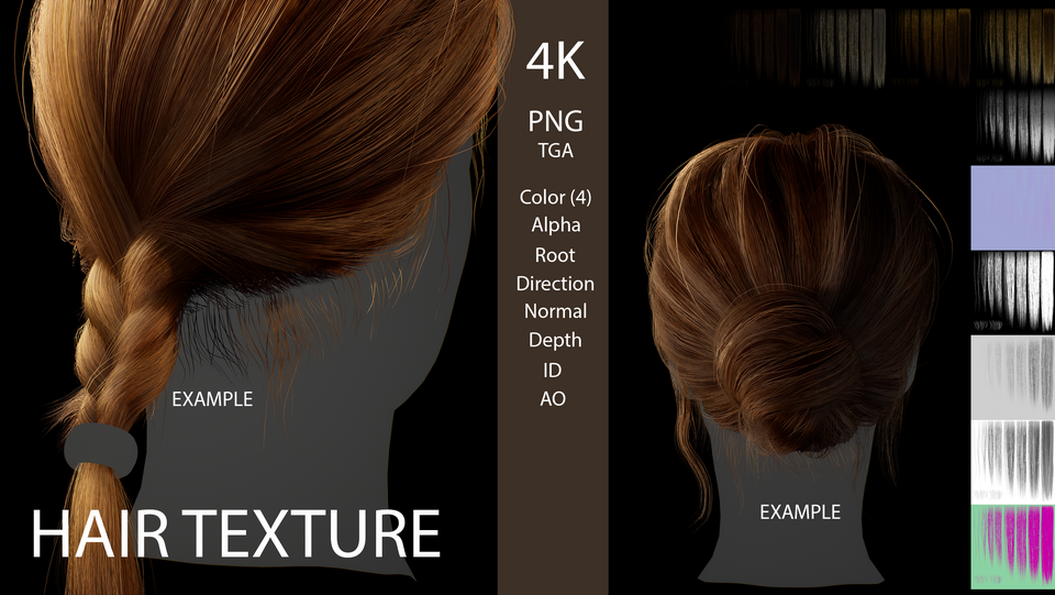 Hair Textures 4K (hair cards)