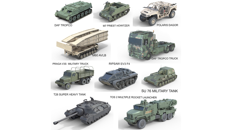 10 Military Vehicles Collection V17