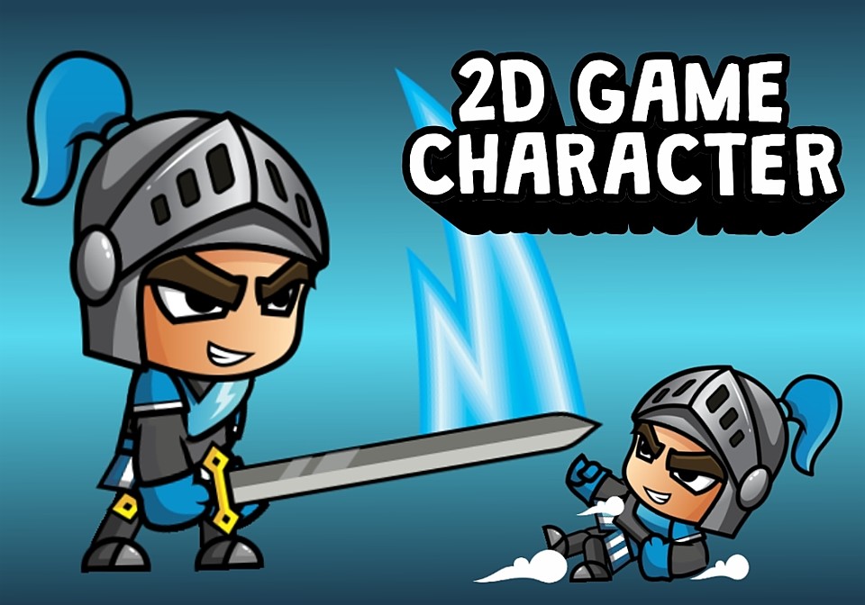 Blue Knight Game Character Sprite