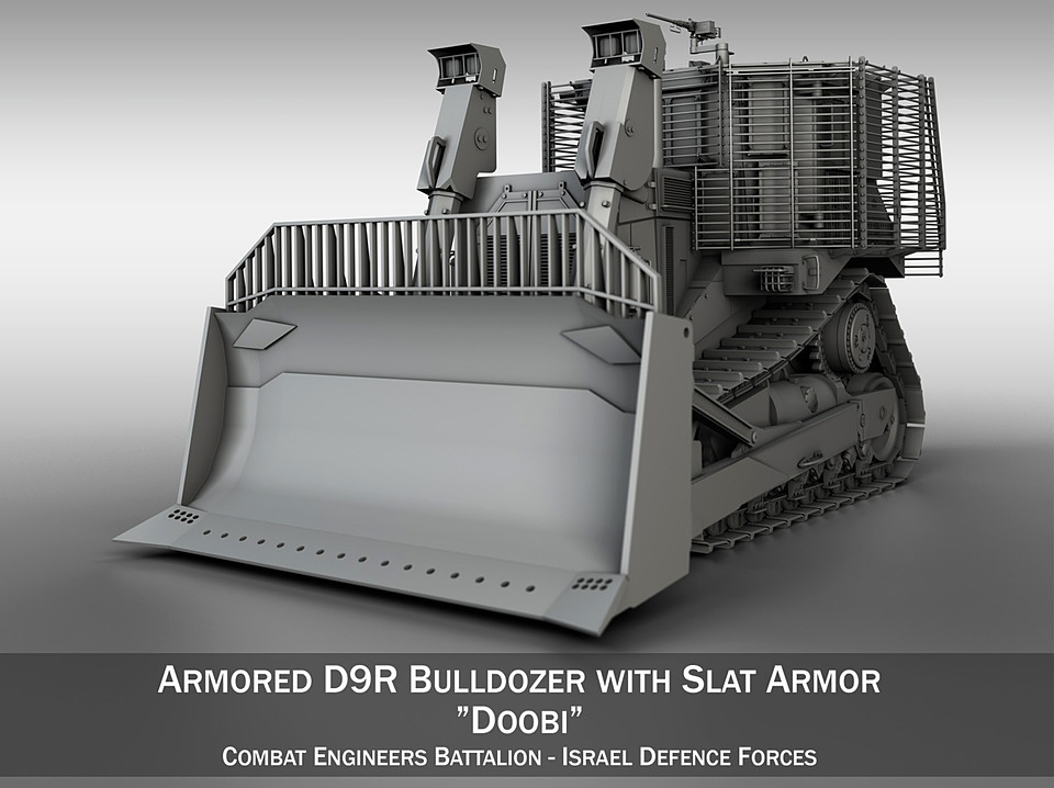 Israeli Armored D9R Bulldozer with Slat Armor