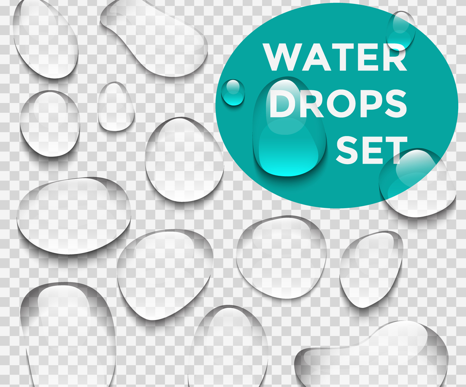 Crystal Clear Water Droplets, Aqua Liquid, Pure, Clean Drops, EPS File