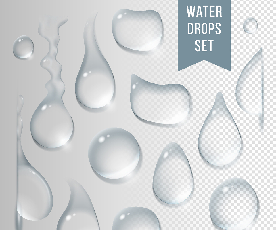 Crystal Clear Water Droplets, Aqua Liquid, Pure, Clean Drops, EPS File