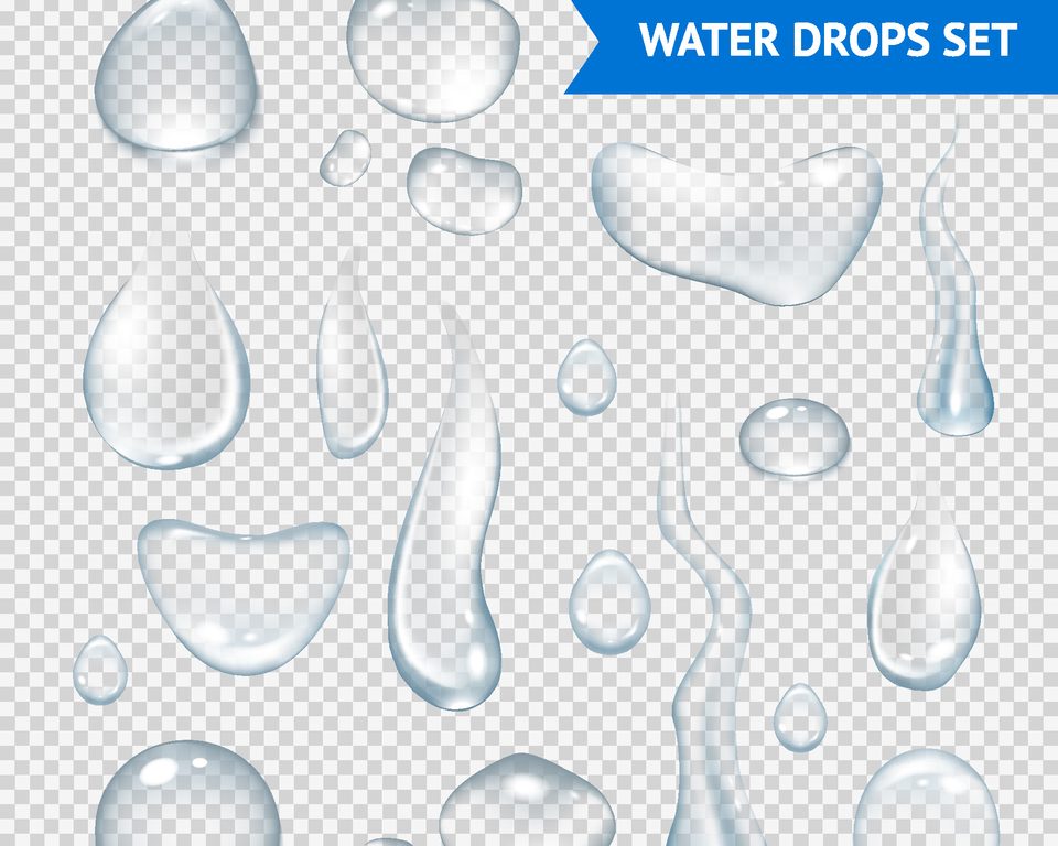 Crystal Clear Water Droplets, Aqua Liquid, Pure, Clean Drops, EPS File