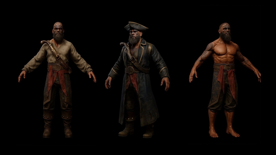 3d model pirate-rigged