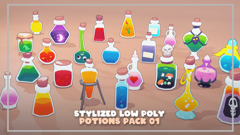 Stylized Low Poly Potions Pack 01