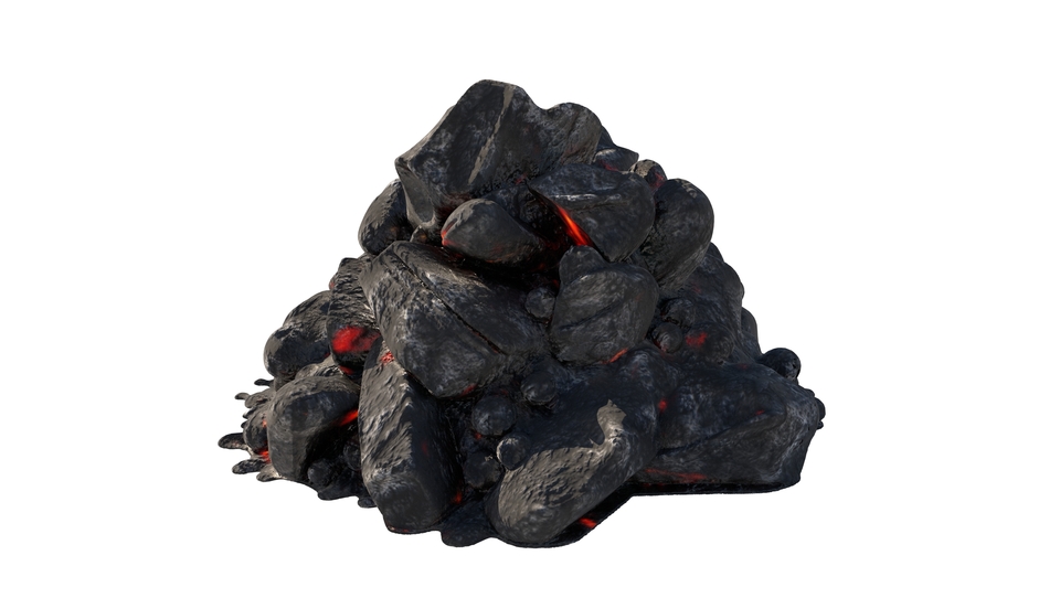 lit coal pile