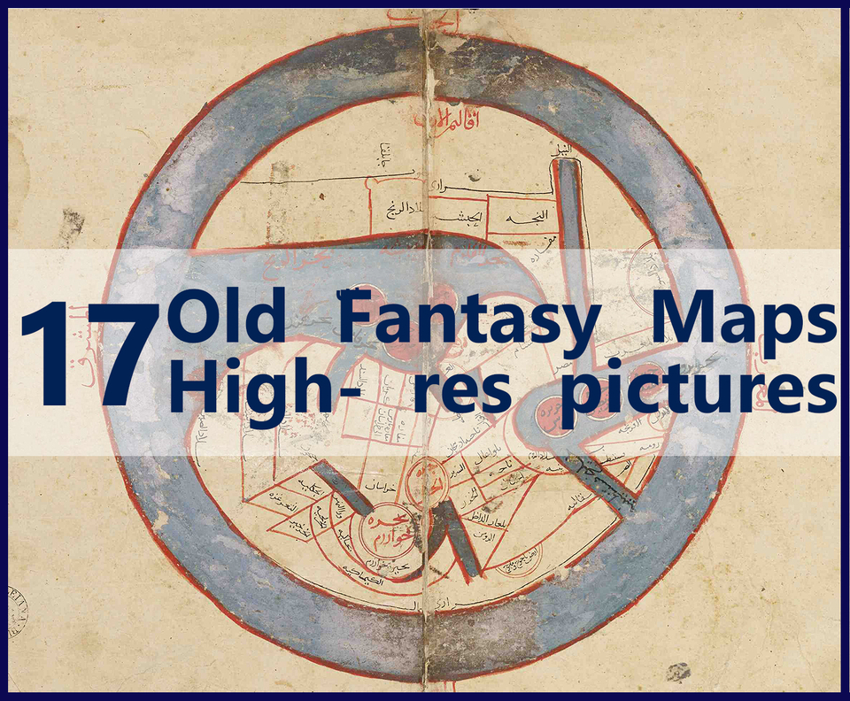 17 High-resolution photos of Old fantasy maps - Vol. 02