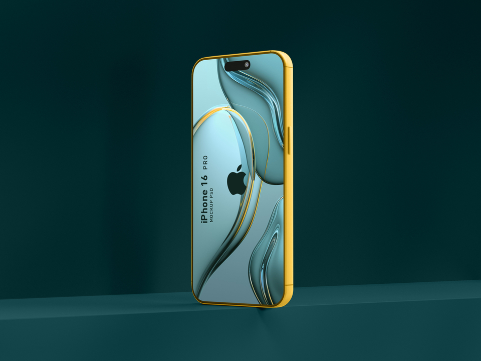 iPhone 16 Pro On-Edge Mockup PSD Template - Sleek UI Display