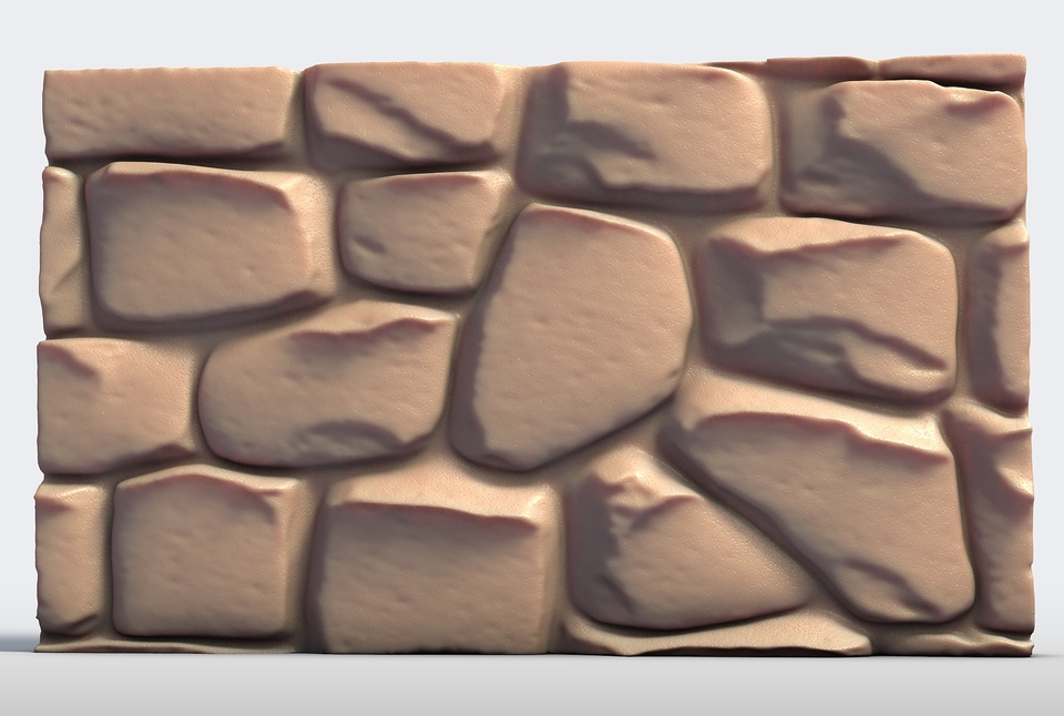 Realistic Stone Wall 3D Model for Printing