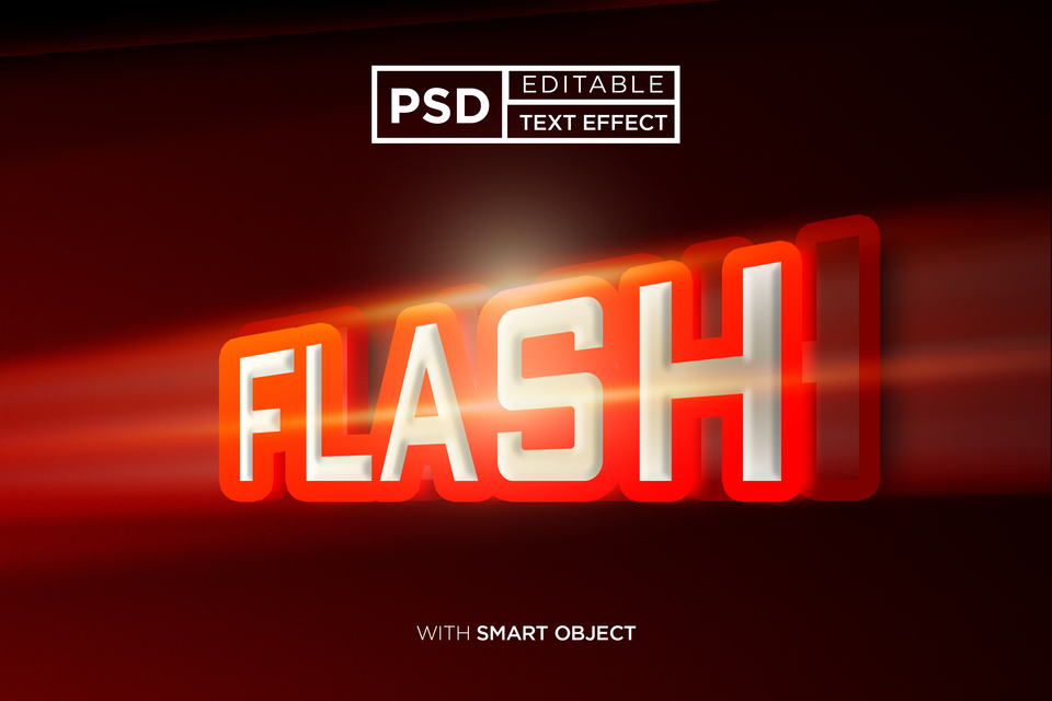 Flash PSD Fully Editable Text Effect. Layer Style PSD Mockup Template