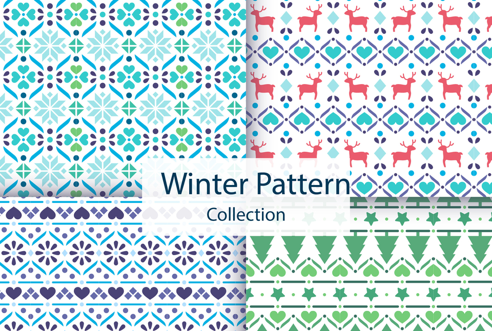 Christmas & Winter vector Seamless Texture Patterns, EPS File.