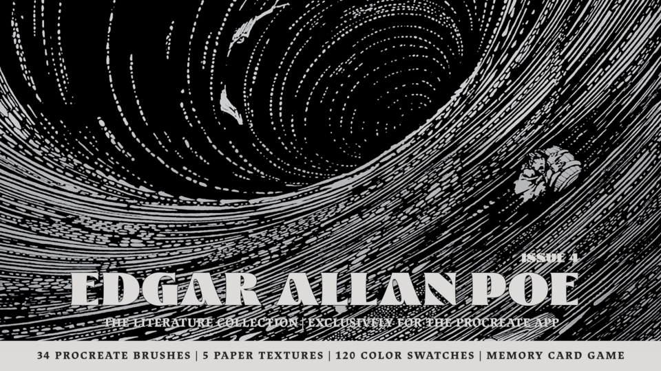 Free Sample - Edgar Allan Poe Procreate Kit (Procreate Brushes, Paper ...