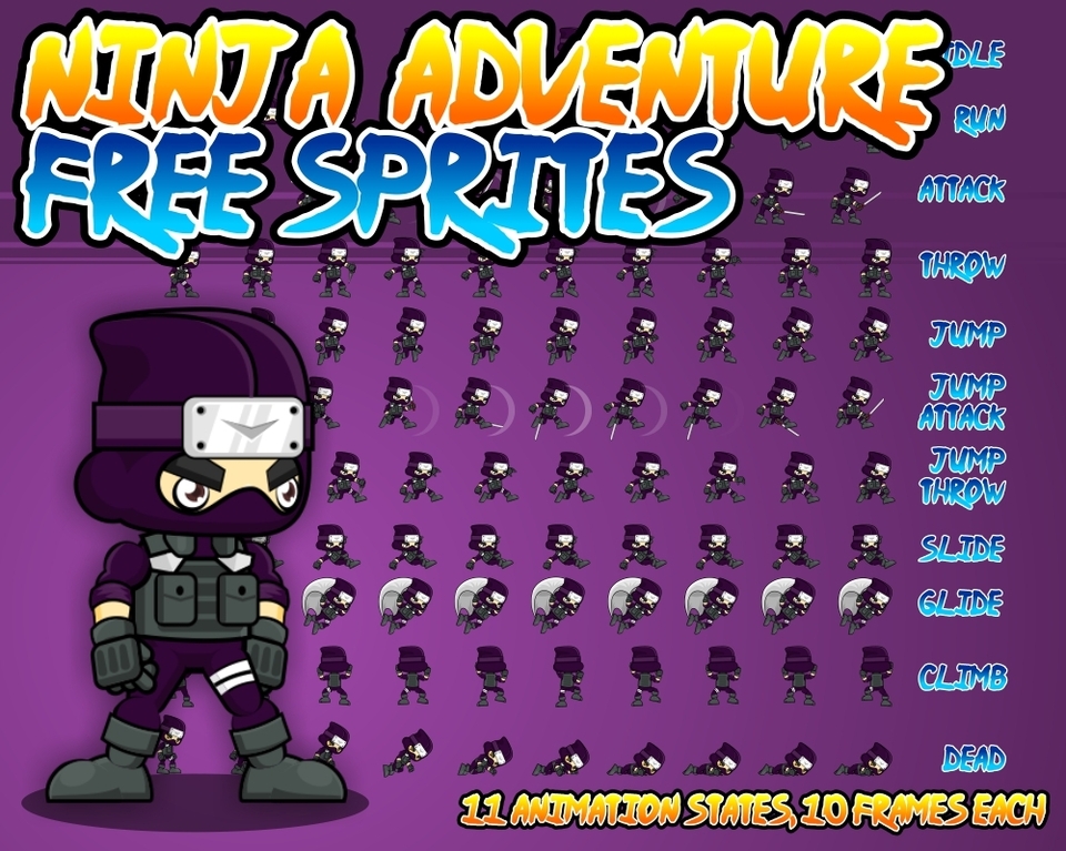 Free 2D Ninja Character Sprite