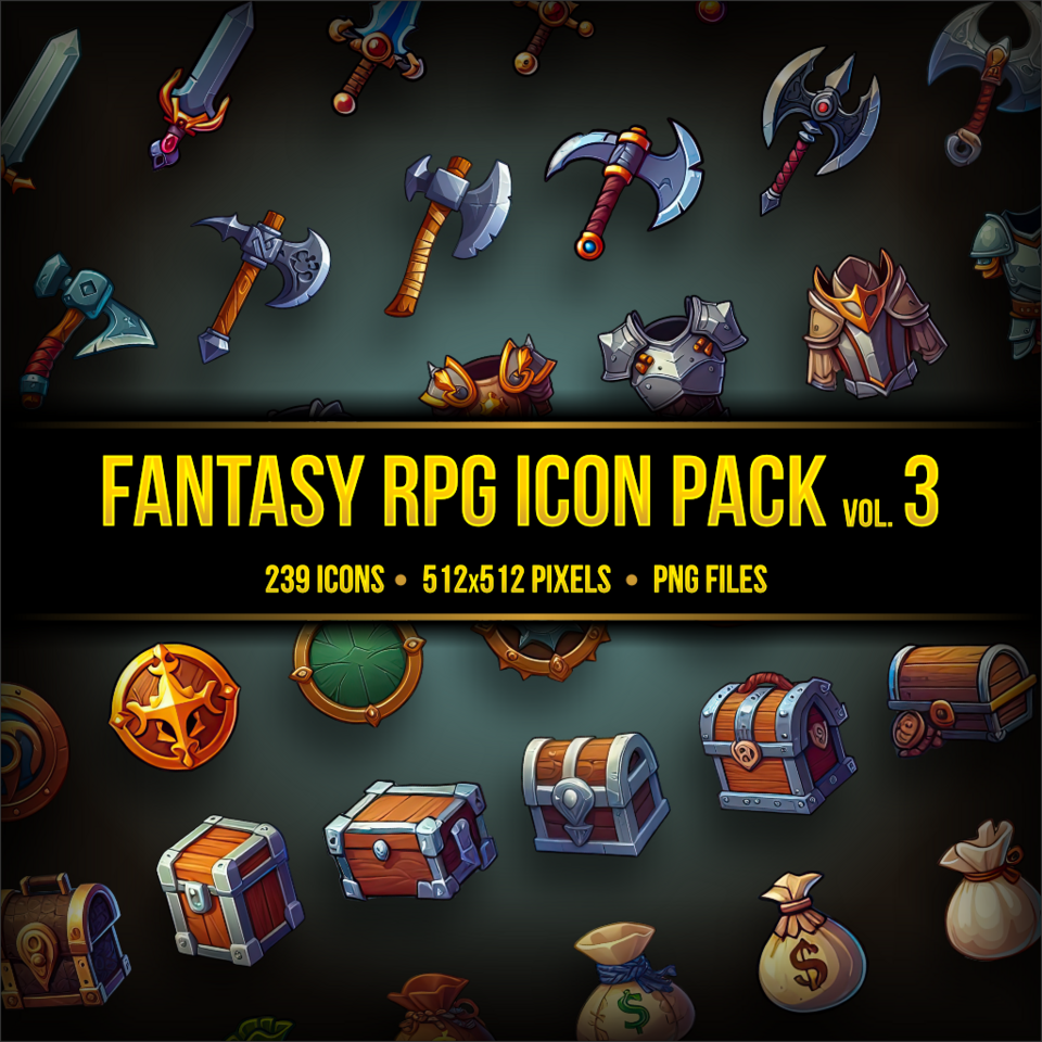 Fantasy Medieval RPG Inventory Icon Pack vol. 3