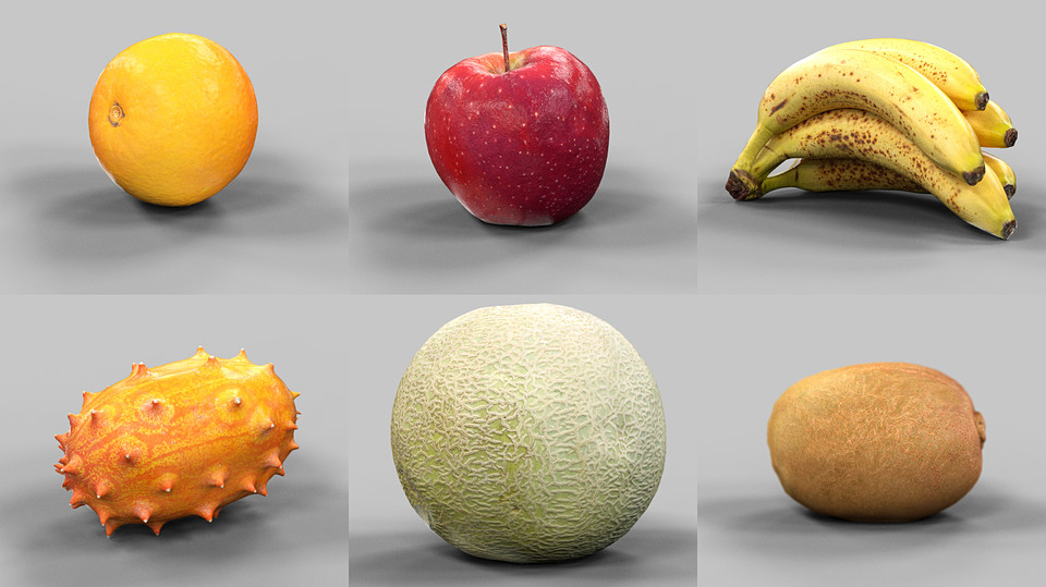 6 realistic Fruit Models