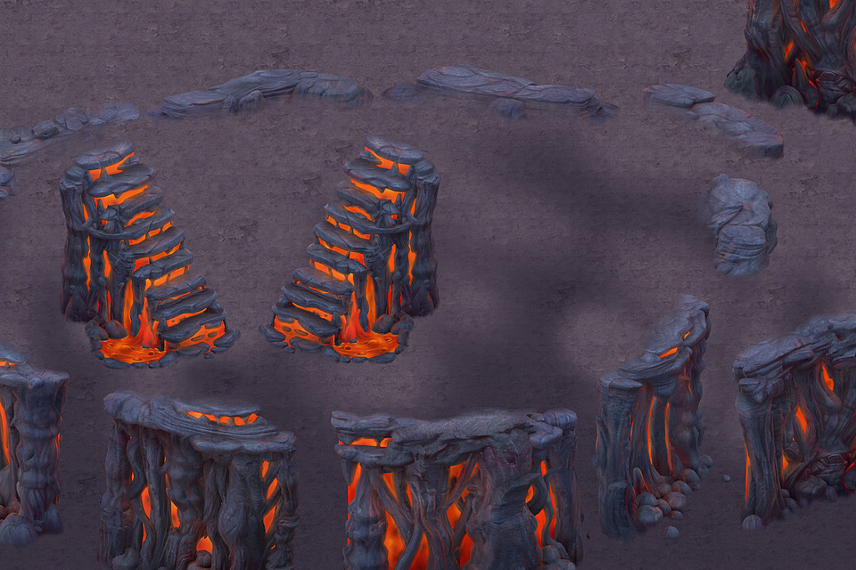 Cartoon hell - false terrain - hell lava pit