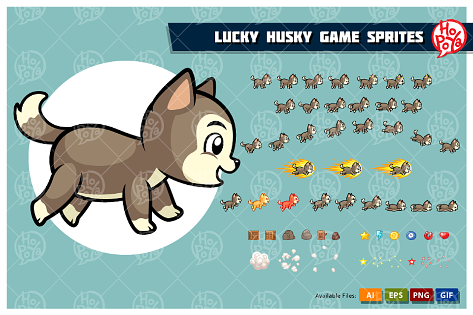 Lucky Husky Game Sprites