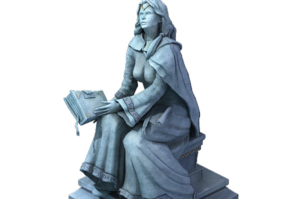 Library - Bookshelf in the middle of the statue 01