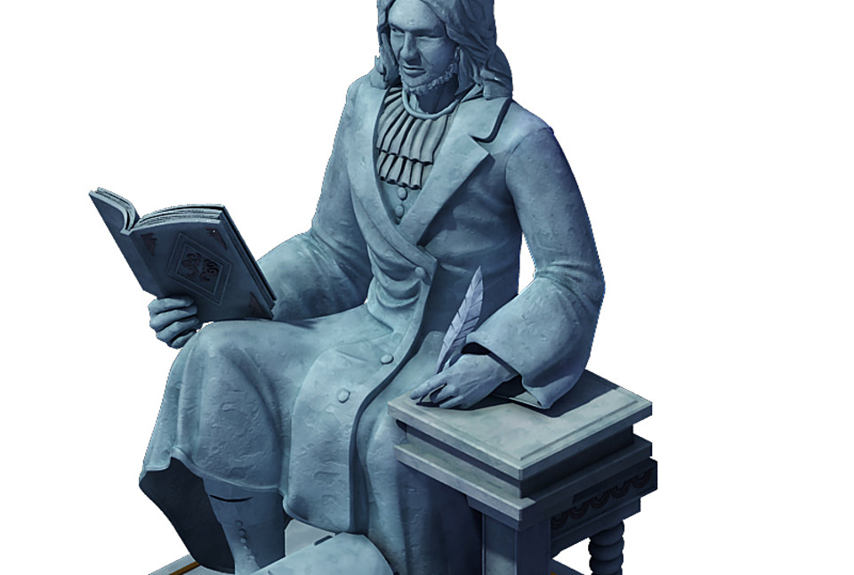 Library - Bookshelf in the middle of the statue 02