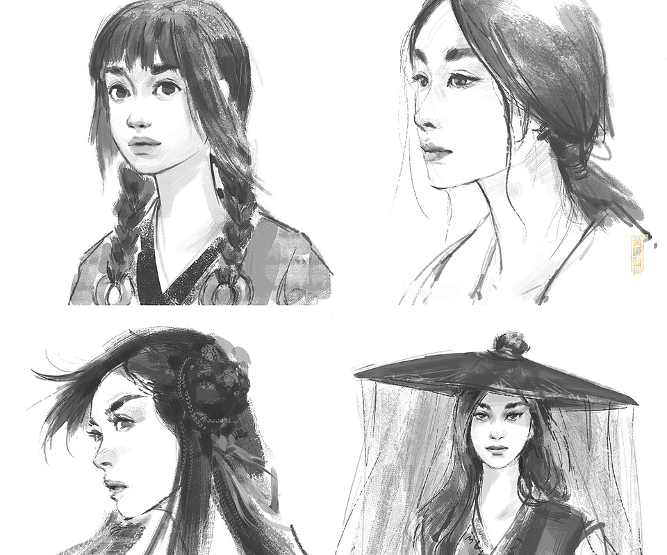 Portraits digital inking tutorial and process