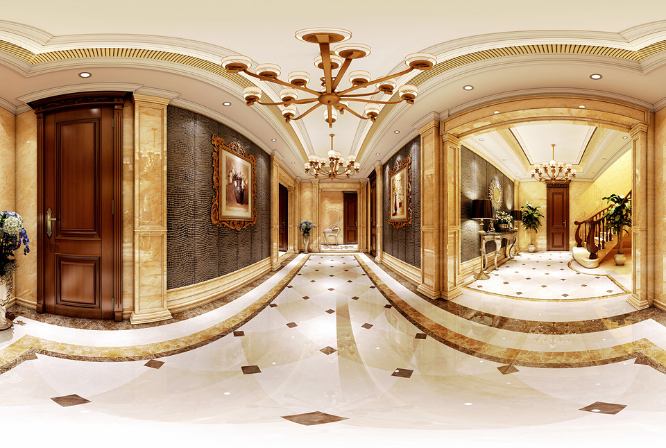 Panorama European Family Corridor Stairs