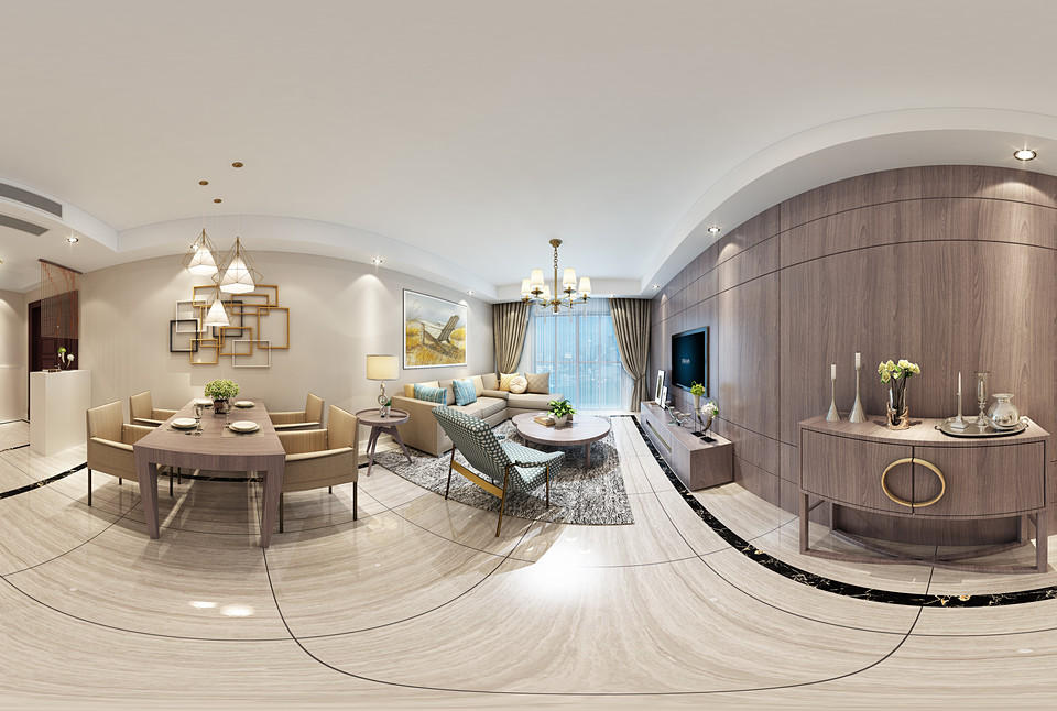 Modern Style Living Room Restaurant Space 01