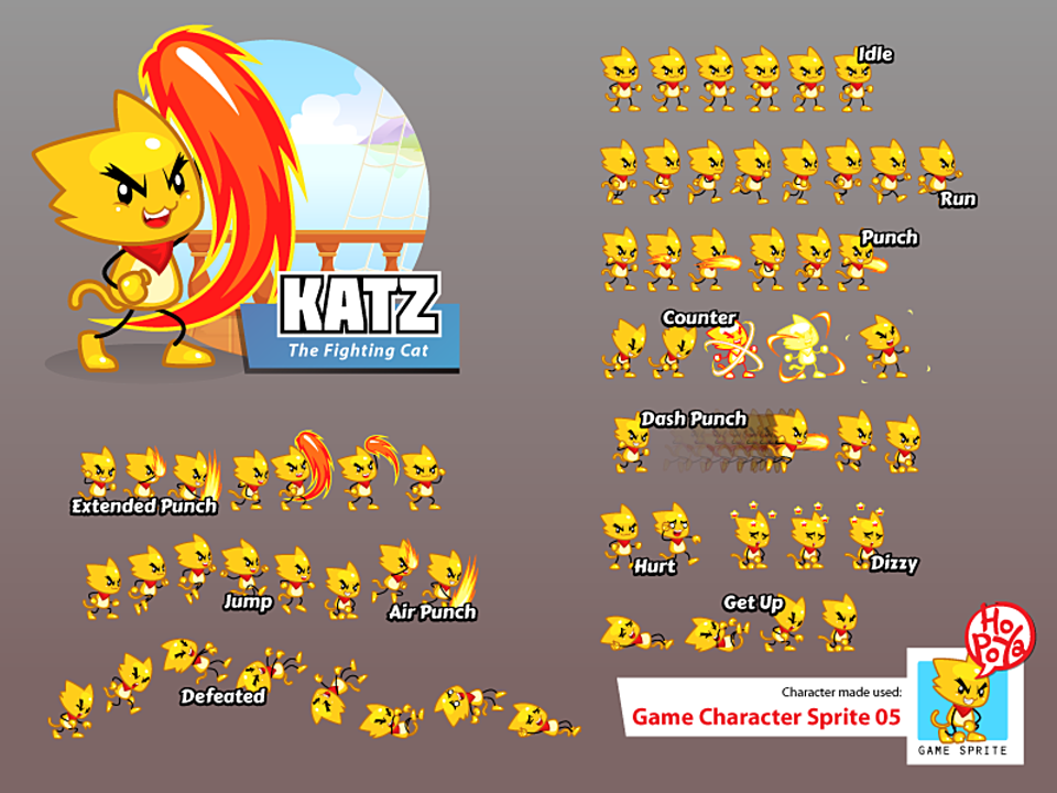 Katz The Fighting Cat Game Sprites