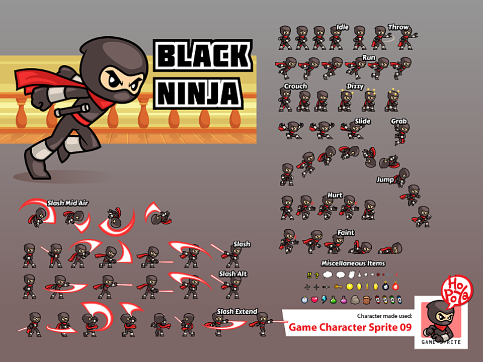 Black Ninja Game Sprites