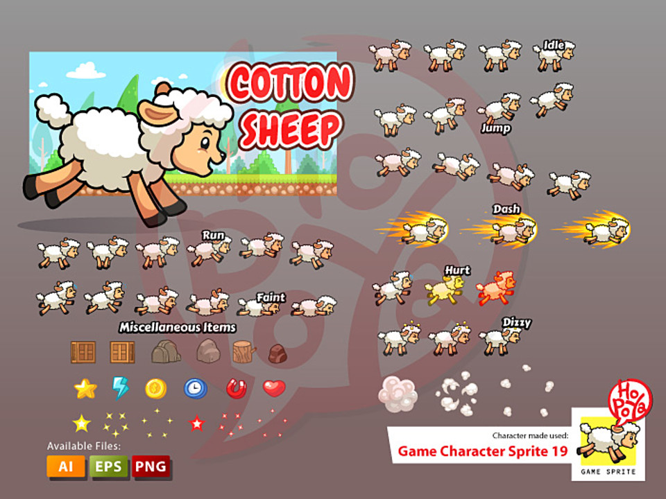Cotton Sheep Game Sprites
