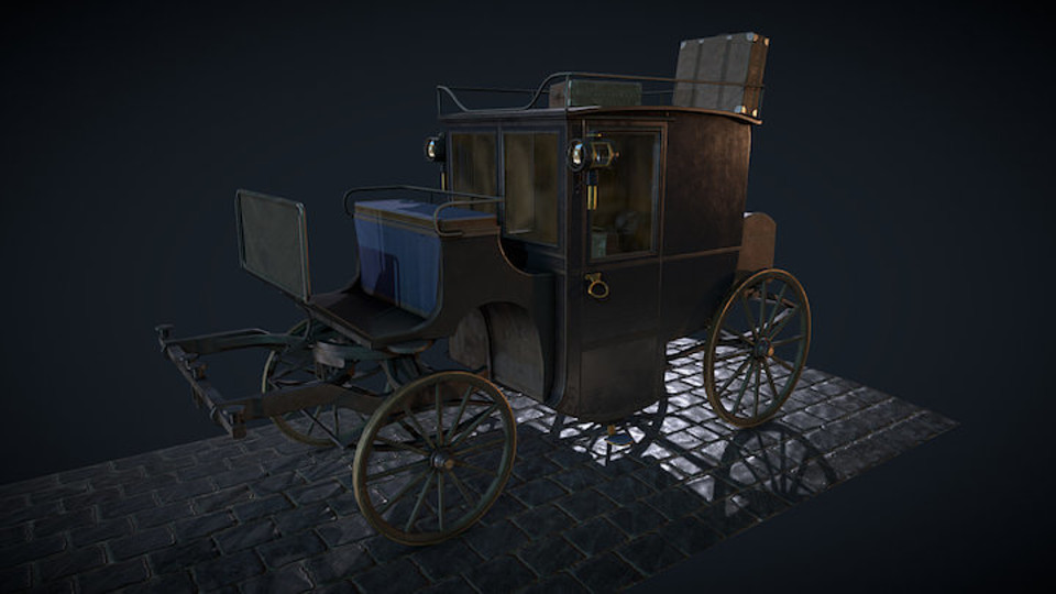 Lowpoly PBR Brougham Carriage
