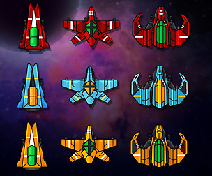 2D Spaceship Sprites (3 Styles)