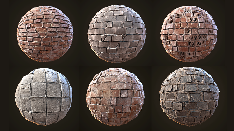 package PBR materials "stone-brick"