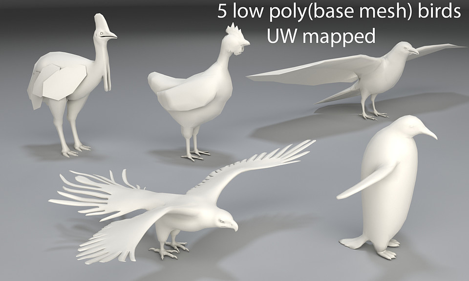 Birds - 5 pieces-low poly-part 1