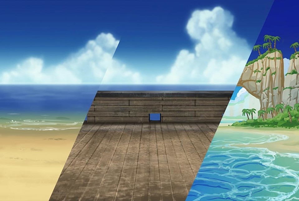 Parallax Beach, Island and Ship Background