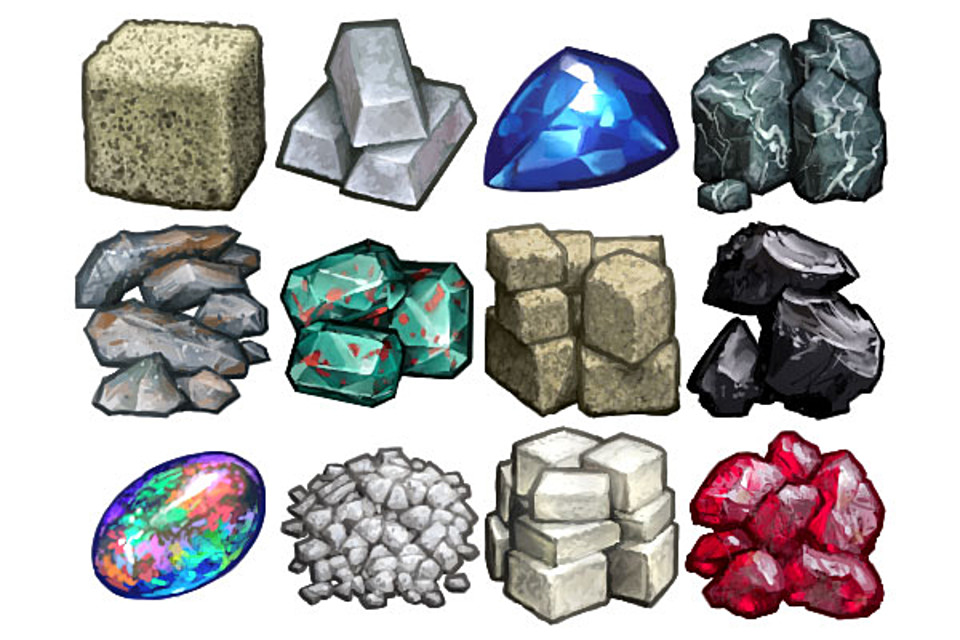 Icons: Gems, Stone, Minerals, Metals