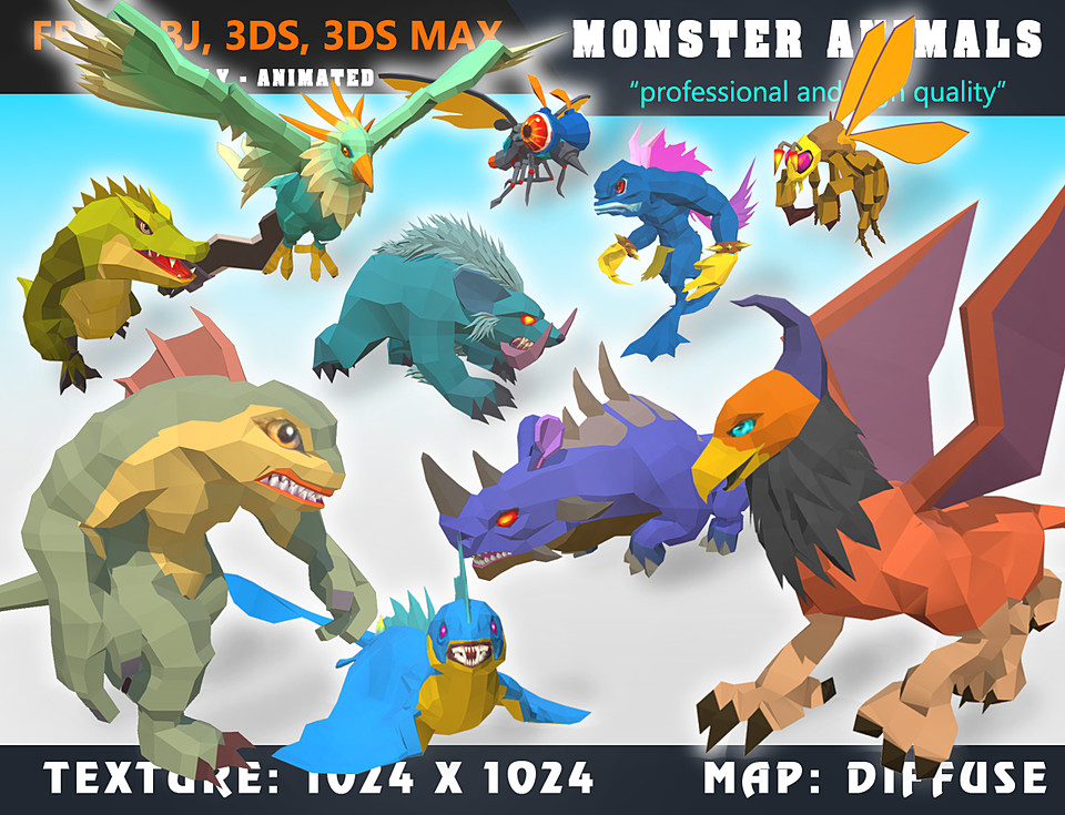 Low Poly Monster Cartoon Collection 06 Animated