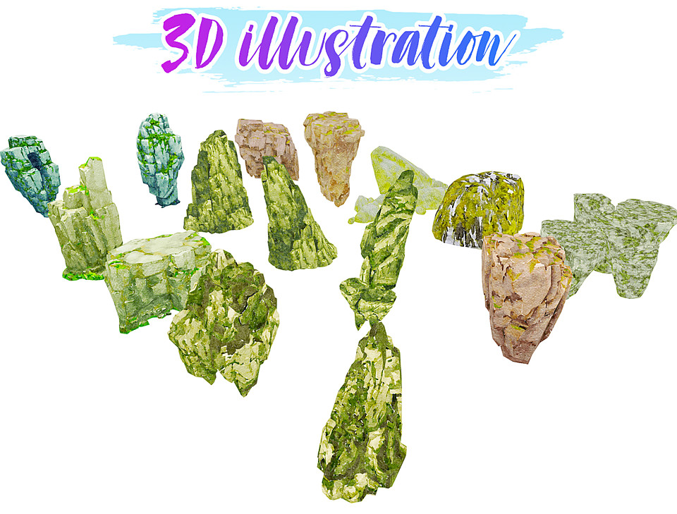 Low Poly Rock Illustration Collection Part 2