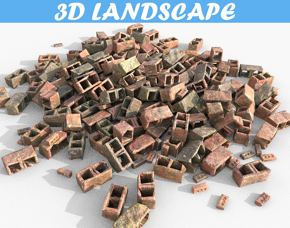Low poly Realistic Debris Bricks