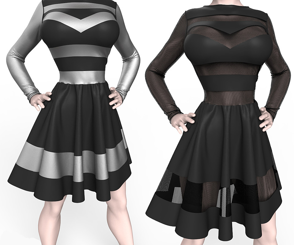 Marvelous Designer Project File: Bad Girl Dress