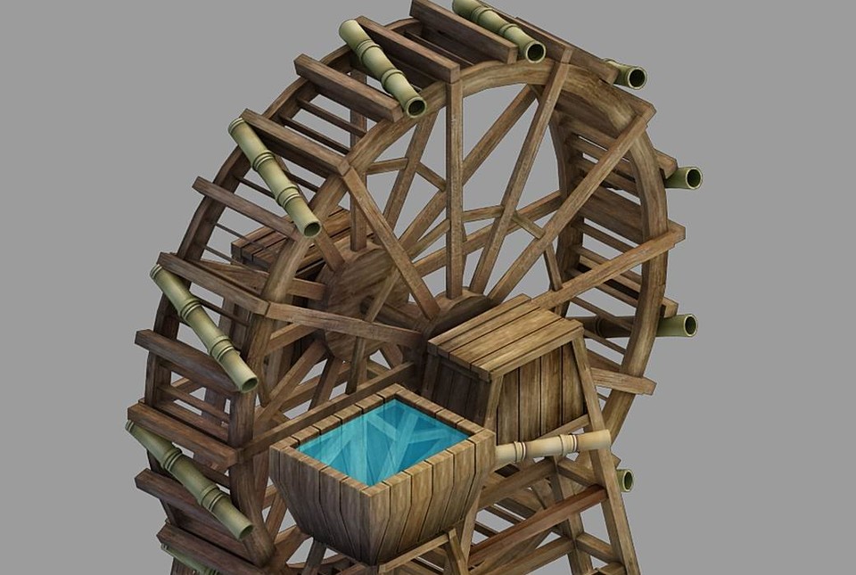 Field - Riverside Waterwheel 01