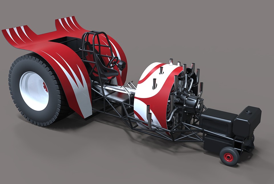 Pulling tractor with radial engine