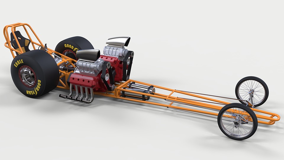 Twin-engined dragster