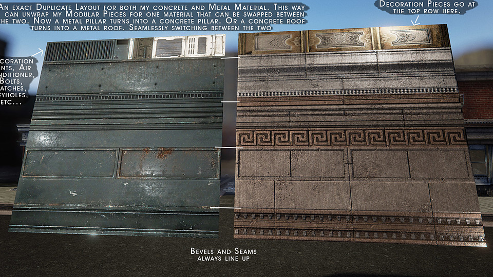 Tut + High Poly - Concrete Trim & Building