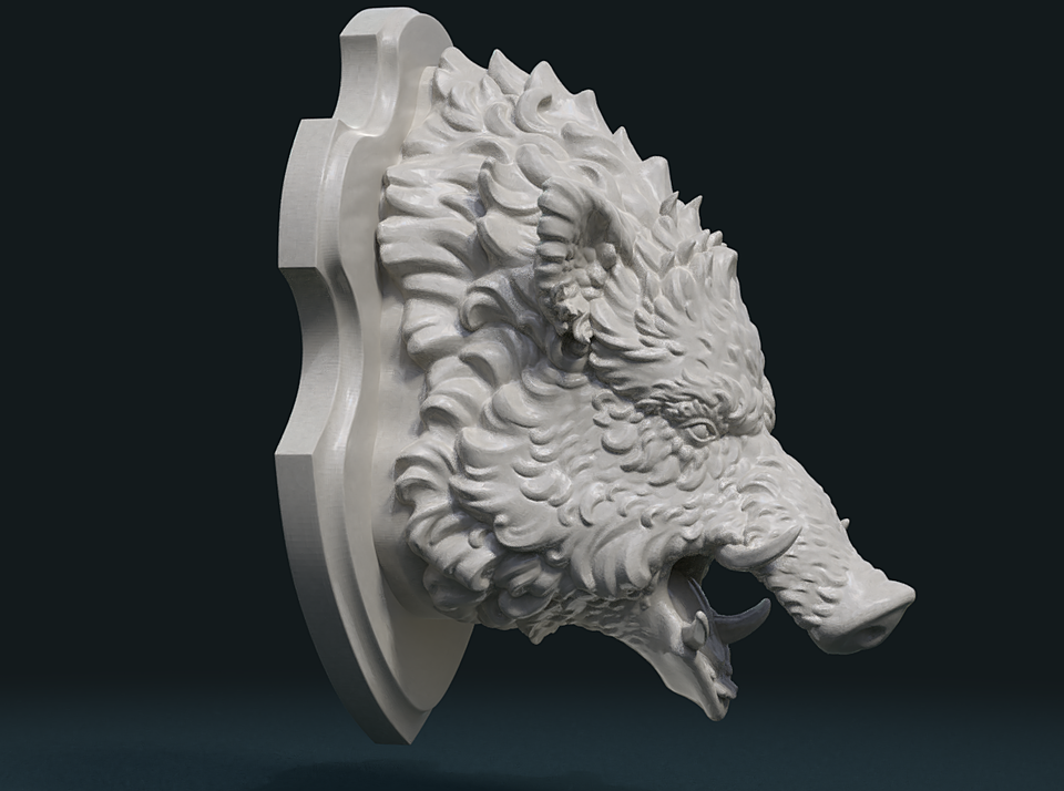 Wild Boar Mounted Head