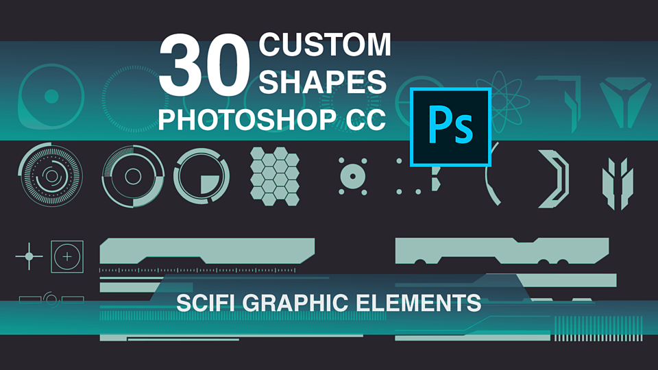 30 Scifi Graphic Custom Shapes for Photoshop CC
