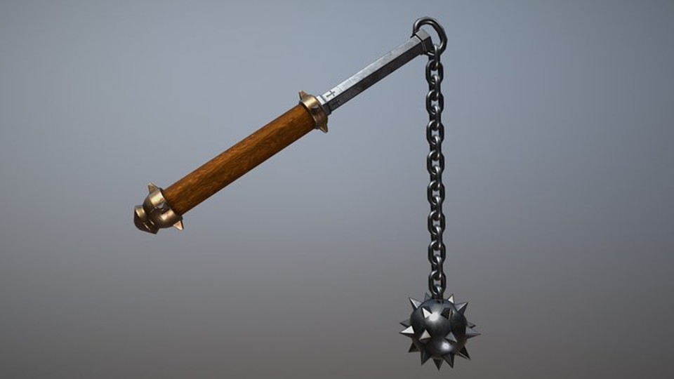 Medieval morgenstern with chain
