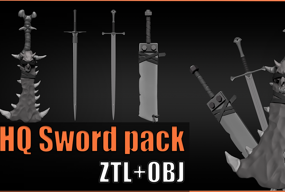 HQ Sword pack OBJ+ZTL