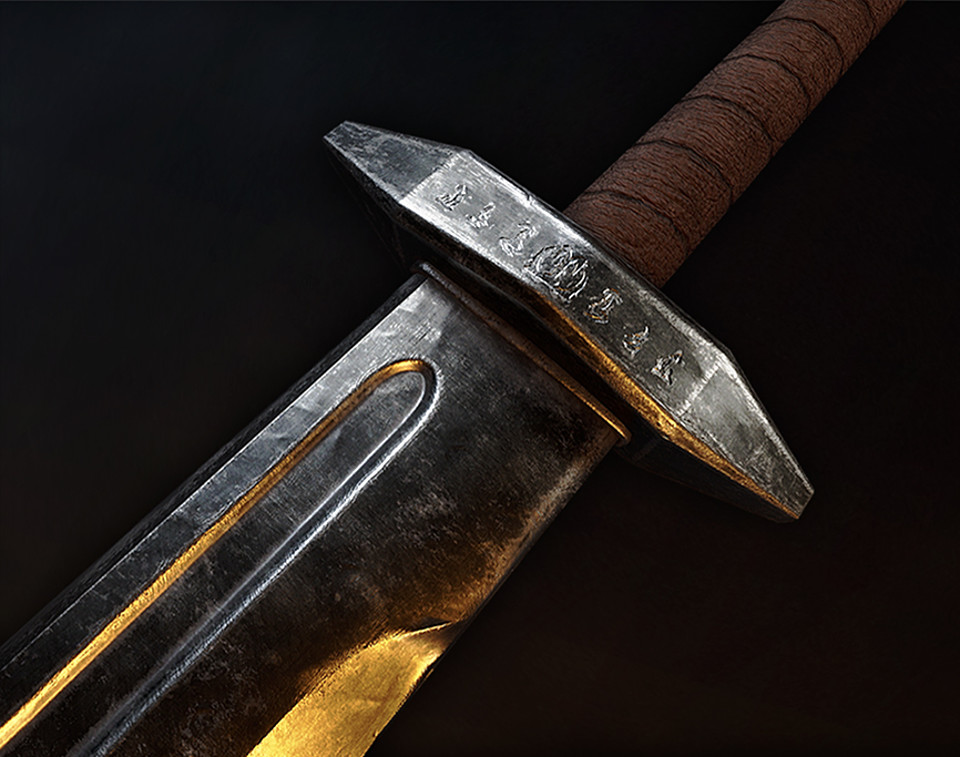 Runic Flachion - Steel and Bronze - PBR game ready