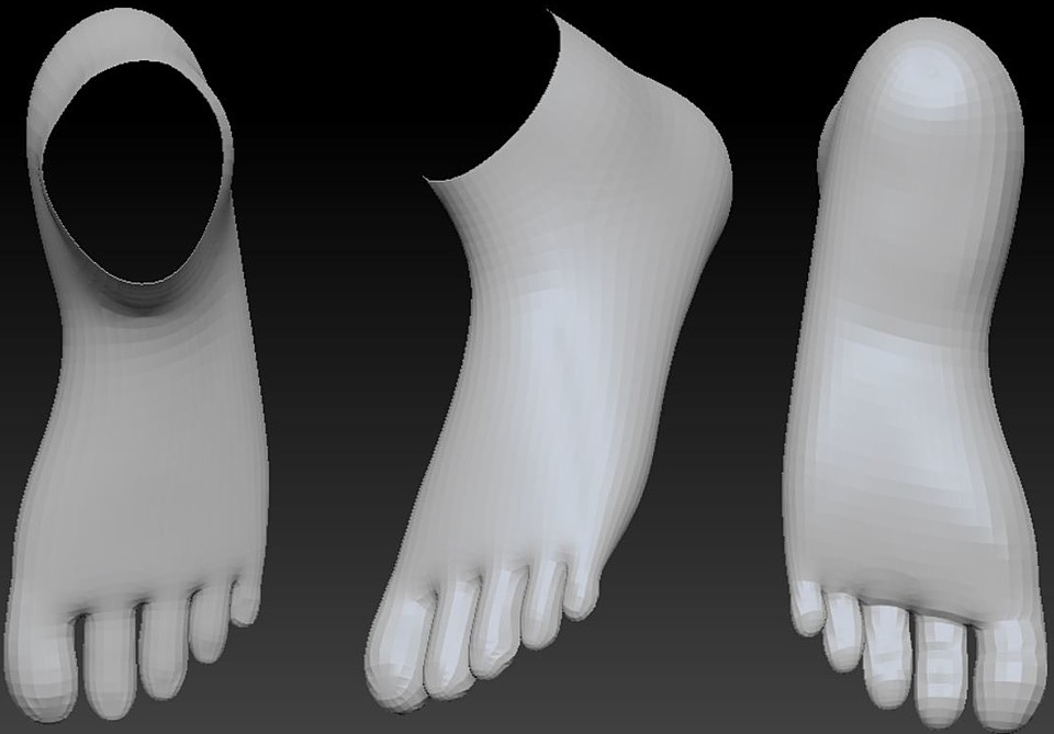Foot base with retopology