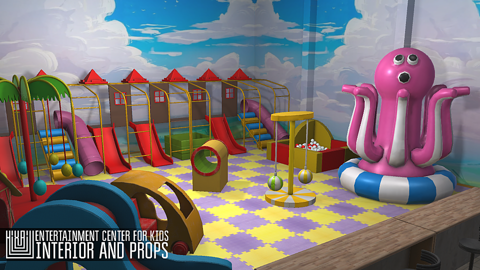 Entertainment center for kids - interior and props